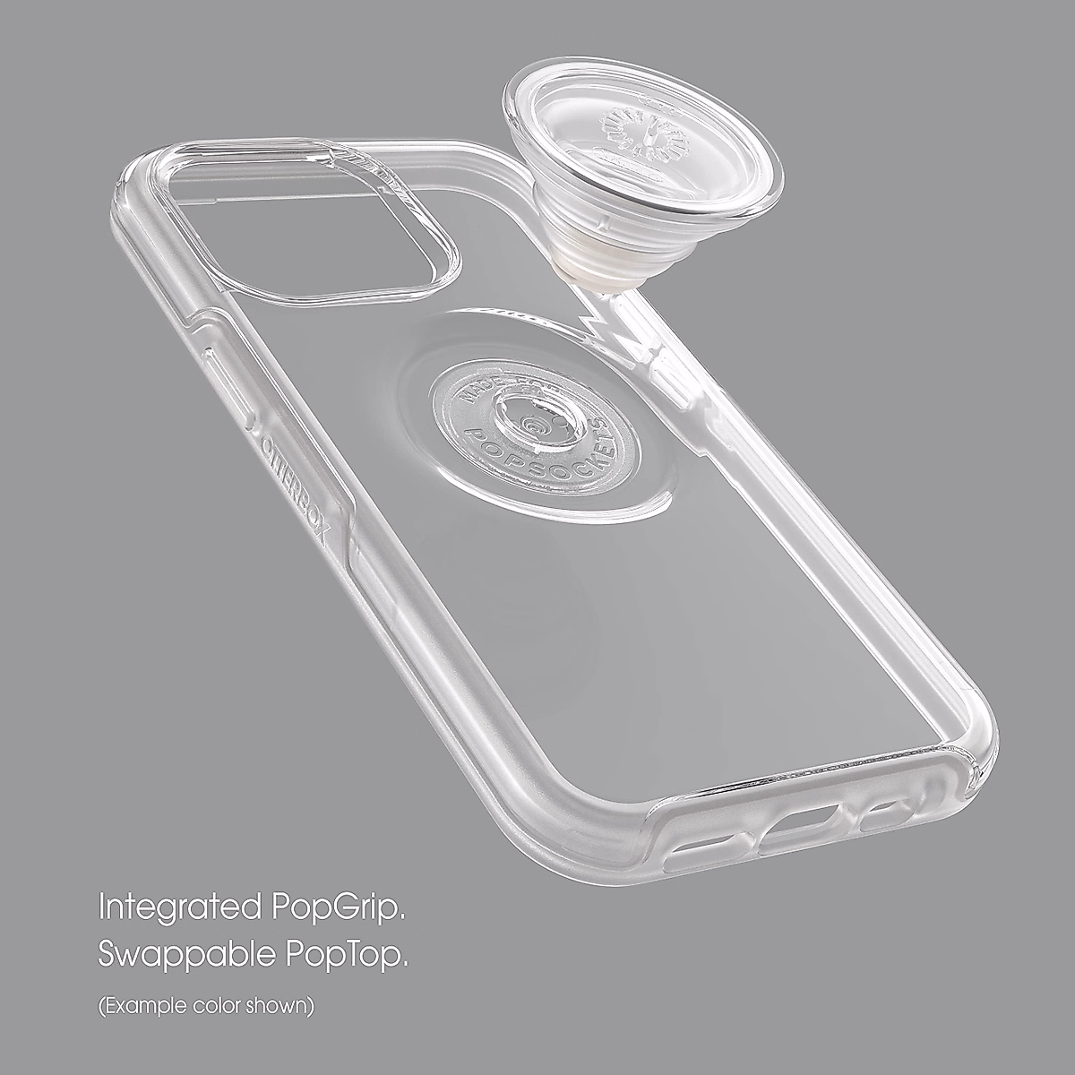 OtterBox iPhone 13 Pro Otter + Pop Symmetry Series Clear Case - Stardust (Clear/Glitter), Integrated PopSockets PopGrip, Slim, Pocket-Friendly, Raised Edges Protect Camera & Screen