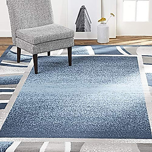 Home Dynamix Lyndhurst Rotana Modern Area Rug, Contemporary Blue/Gray/Ivory 5'2"x7'4"