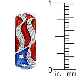 Kate Bissett USA American Flag Patriotic Ring with Red and Blue Enamel and Cubic Zirconia Size 5