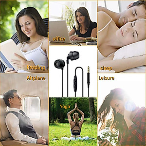 DARK WOLF Sleep Earphone,Soft Earbuds with Mic,Noise Cancelling,in-Ear earpods for Side Sleeper, 3.5mm Jack Air Travel,Snoring,Gym Meditation& Relaxation (Black)