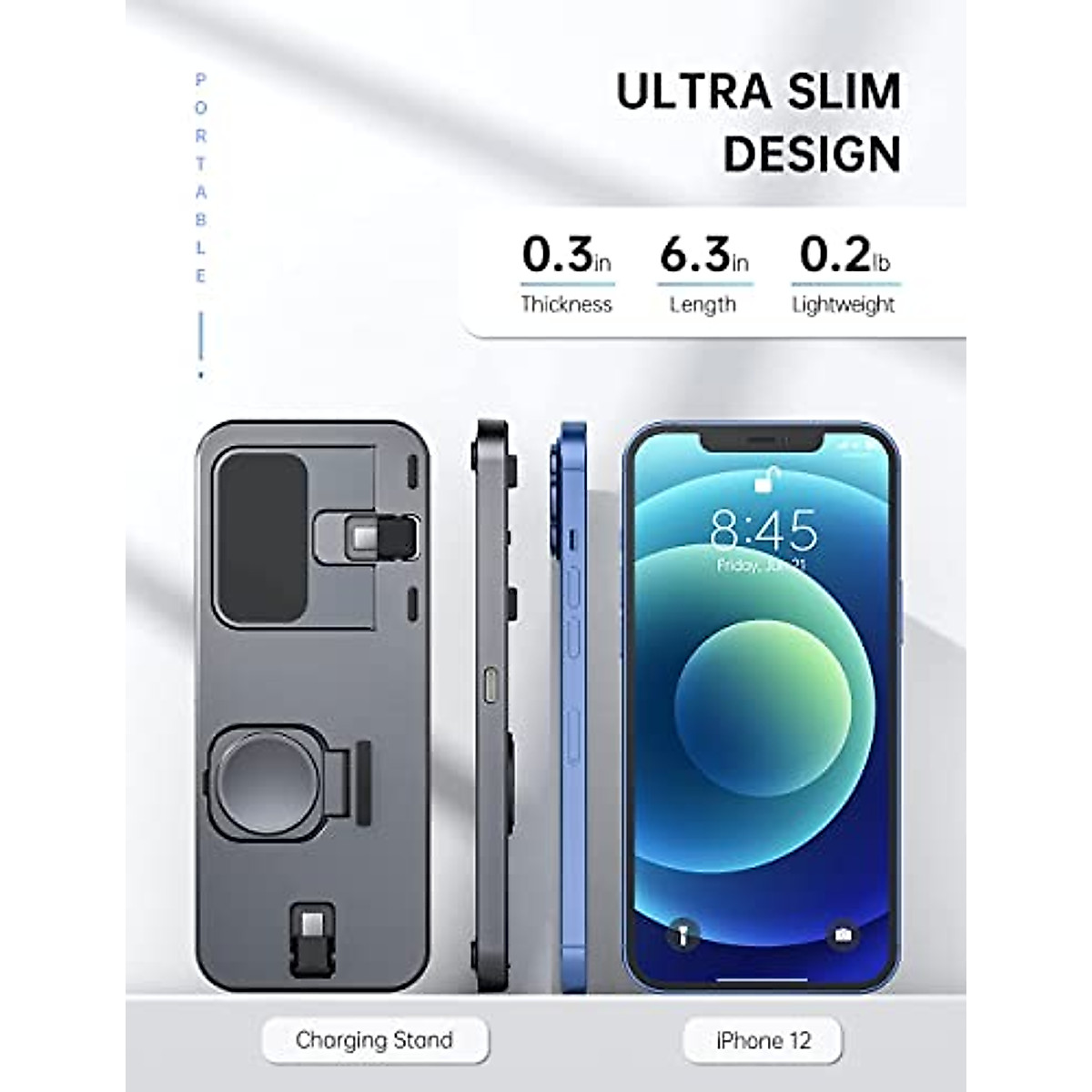 CEREECOO Portable 3 in 1 Charging Station for Apple Products Foldable Charger Stand for iWatch 7/6/SE/5/4/3/2/1 Charging Stand for iPhone AirPods Pro/3/2/1 Charging Dock Holder (Space Grey)