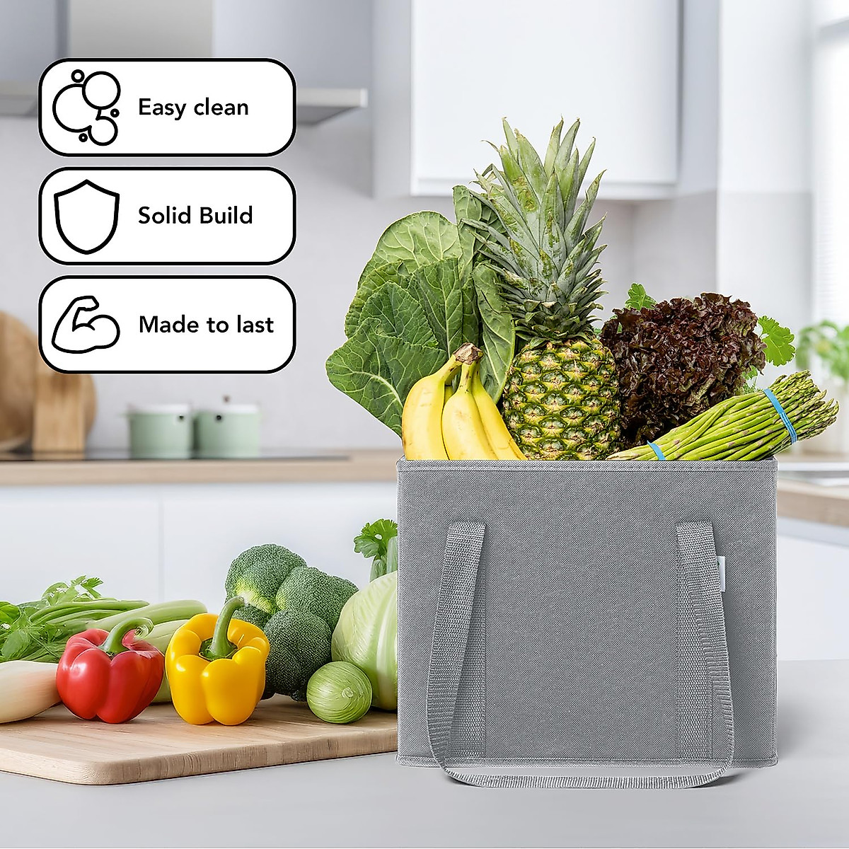 BagGroup Reusable Grocery Bags or Shopping Bags 4 pack - Folding Reusable Shopping Bags for Groceries with reinforced Bottom & Handles - Durable and Foldable Grocery Tote Bag for Groceries