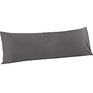 FLXXIE Body Pillow Cover - Super Soft Microfiber 20x54 Body Pillow Case - Envelope Closure, Wrinkle, Stain Resistant Dark Grey Body Pillow Cover, 20x54, Dark Grey