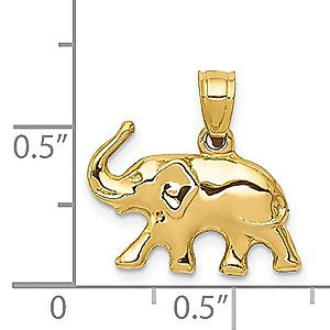 IceCarats 14K Yellow Gold Elephant Necklace Charm Pendant 18mm x 17mm Only
