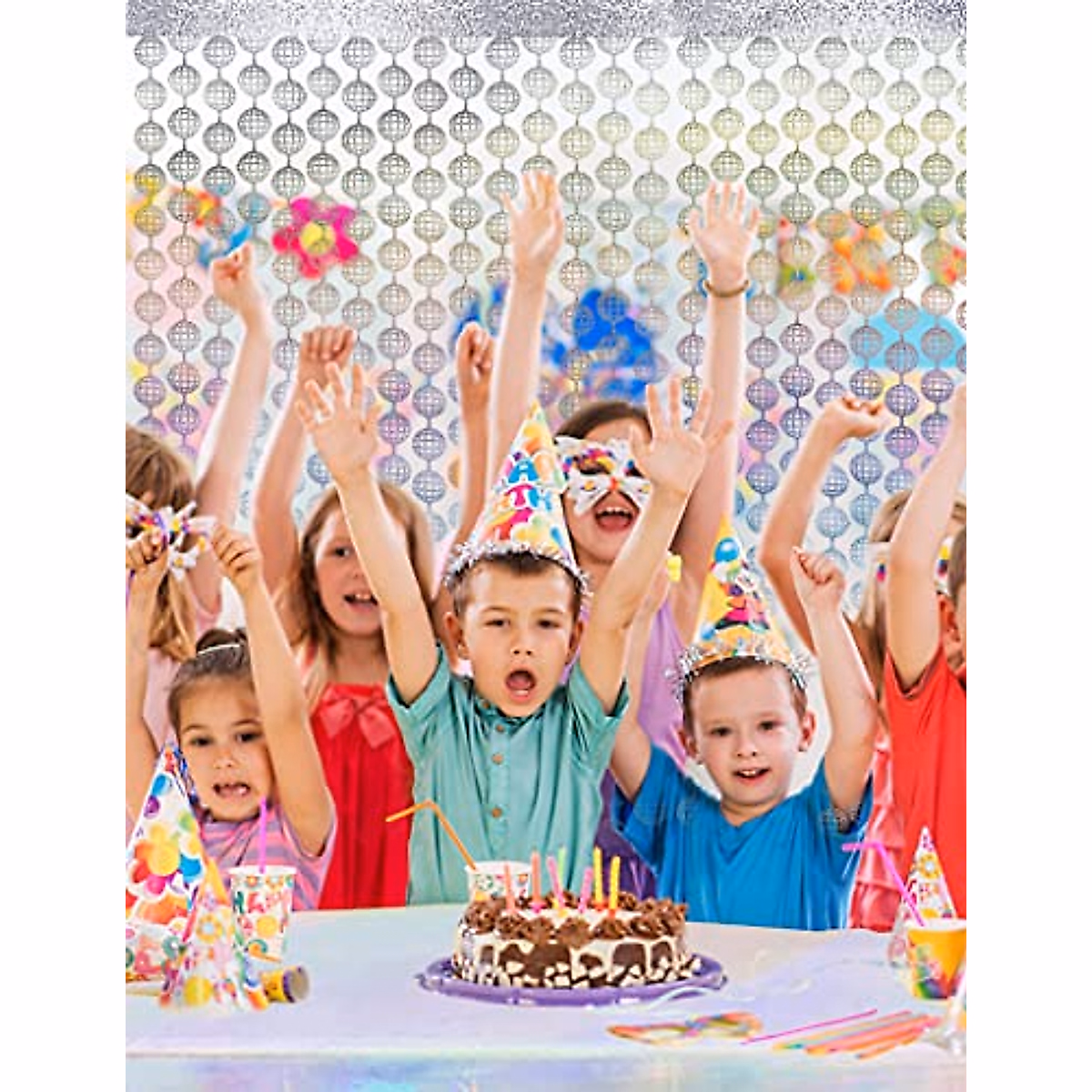 JIANGLAI Disco Ball Foil Curtain 2 pcs and 1 Piece Party Tablecloth- Last Disco Bachelorette Party Decorationsfor 60s 70s 80s 90sDisco Birthday Party Backdrop, Wedding (Sequin Silver)