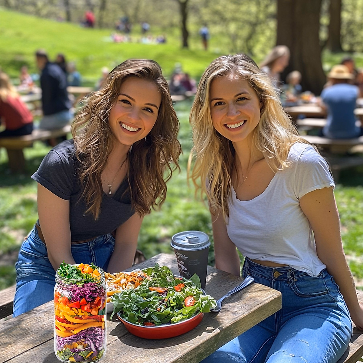 Mason Jars 32 oz Jars with Extra Wide Mouth Lids - Set of 2 Glass Storage Jars With Lids, BPA Free and Food Safe, Yogurt Jars With Lids, (2 Black Dome Plastic Lids)