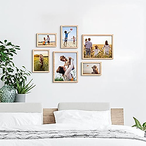 ATOBART 5x7 Oak Wood Picture Frames, 6 Pack Natural Wood Color Photo Frame with High Definition Glass for Wall Mount or Table Top Display