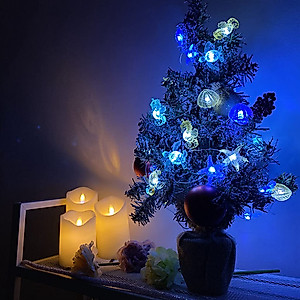 Ocean Themed String Lights Marine Life Night Lights Beach Décor Sea Turtle Seahorse Starfish Clam Decorative Lights Battery Operated USB Plug in 30LED 10ft Christmas Tree Ornaments Holiday Bedroom