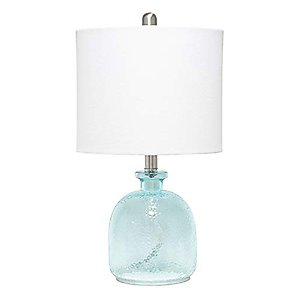 Elegant Designs LT3335-CBL Textured Glass Table Lamp, Clear Blue