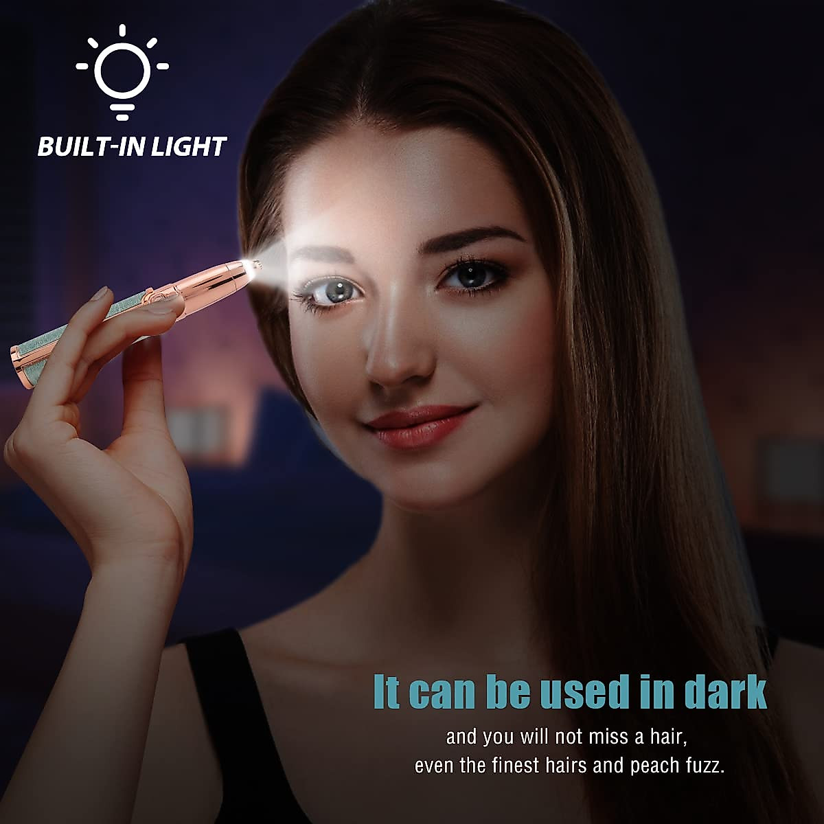 Facial Hair Removal for Women, Number-one 2 in 1 Eyebrow Epilator Electric Painless Facial Hair Remover, Rechargeable Waterproof Shaver with Built-in LED Light for Peach Fuzz Eyebrow Lip Hair