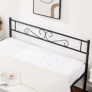 VECELO Metal Platform Bed Frame Mattress Foundation with Vintage Headboard & Footboard, No Box Spring Needed, Easy Assembly, Queen, Black