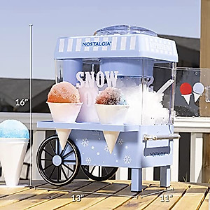 Nostalgia Vintage Countertop Snow Cone Machine - Slushie Machine - Shaved Ice Machine and Crushed Ice Maker - Makes 20 Icy Treats, Includes 2 Reusable Plastic Cups & Ice Scoop – Blue