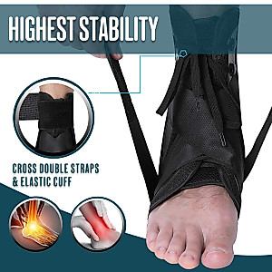 Lace Up Ankle Brace, Cross Strapping Ankle Stabilizer with Dual Side Support for Men & Women, Figure 8 Ankle Support Brace for Sprained Ankle (M)