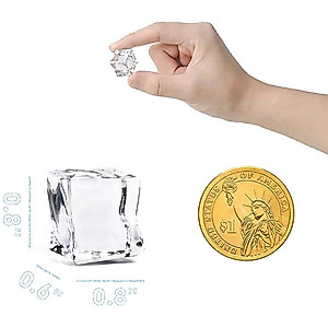 DomeStar Clear Fake Ice Cubes, 20 PCS 0.8" Plastic Ice Cubes Acrylic Clear Ice Rock Diamond Crystals Square Fake Ice Cubes Display for Home Decoration Wedding Centerpiece Vase Fillers