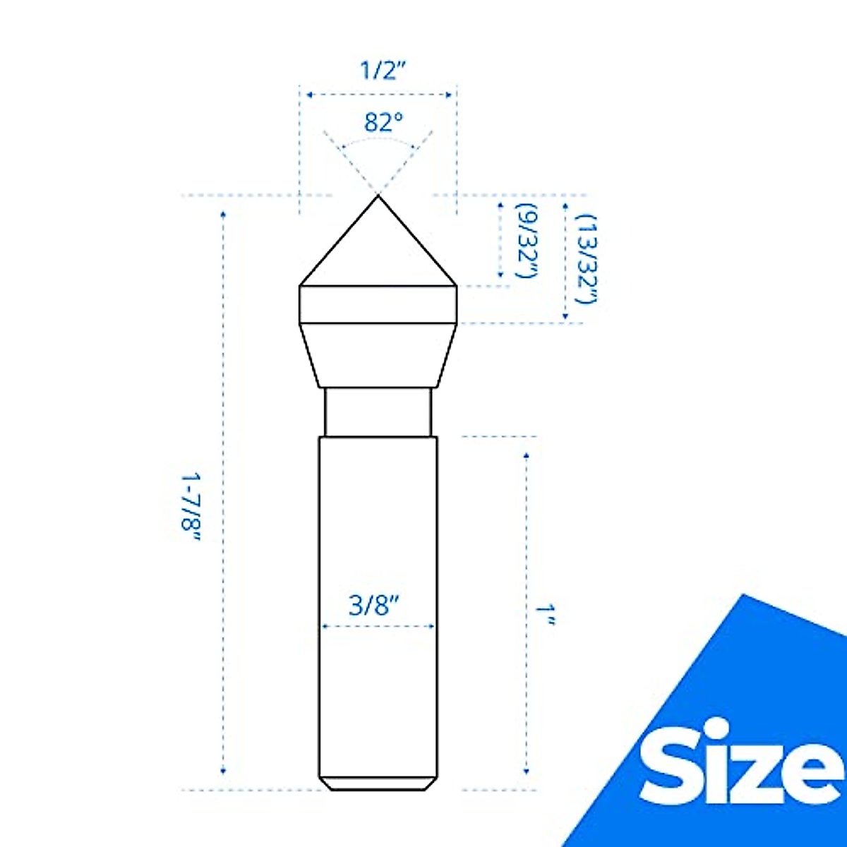 amoolo Single End Countersink Bit, Cobalt Steel Countersink Drill Bit with TiAlN Coating Finish for Hard Metal, 82 Degree Point Angle, 3/8” Round Shank, 1/2” Body Diameter