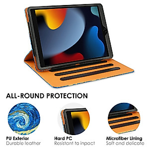 Rotating Case for iPad 9th/8th/7th Generation, iPad 10.2 case 2021/2020/2019-360 Degree Rotating Protective Stand Cover with Pencil Holder and Pocket, Auto Wake/Sleep(Almond)