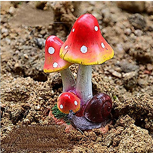 MUAMAX Miniature Mushrooms Snail Fairy Garden Mushroom Fairy Garden Accessories Small Mushroom Figurine Bonsai Craft Decro Micro Landscape Ornaments