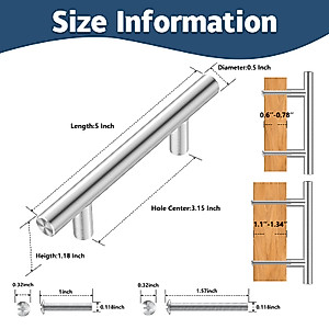 Koeka 30 pack 5 Inch Kitchen Cabinet Pulls Brushed Nickel Stainless Steel Kitchen Drawer Pulls Cabinet Handles Hardware Pulls for Dresser Drawers Ideal for Cabinetand Wardrobe 5" Length 3" Hole Center