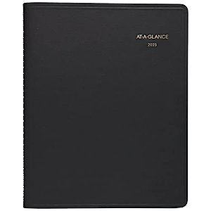 AT-A-GLANCE 2023 Weekly & Monthly Appointment Book, Quarter-Hourly, 8-1/4" x 11", Large, Triple View, Black (70950V05)