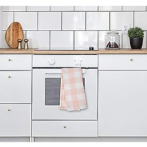 Buffalo Plaid Kitchen Towel Set - 4 Pack 20 x 30 Inch Heavy Duty Dish Towels - Pink and White Oversized Buffalo Check Towels with Hanging Loops - 100% Absorbent CottonFast Drying Dish Cloth Set