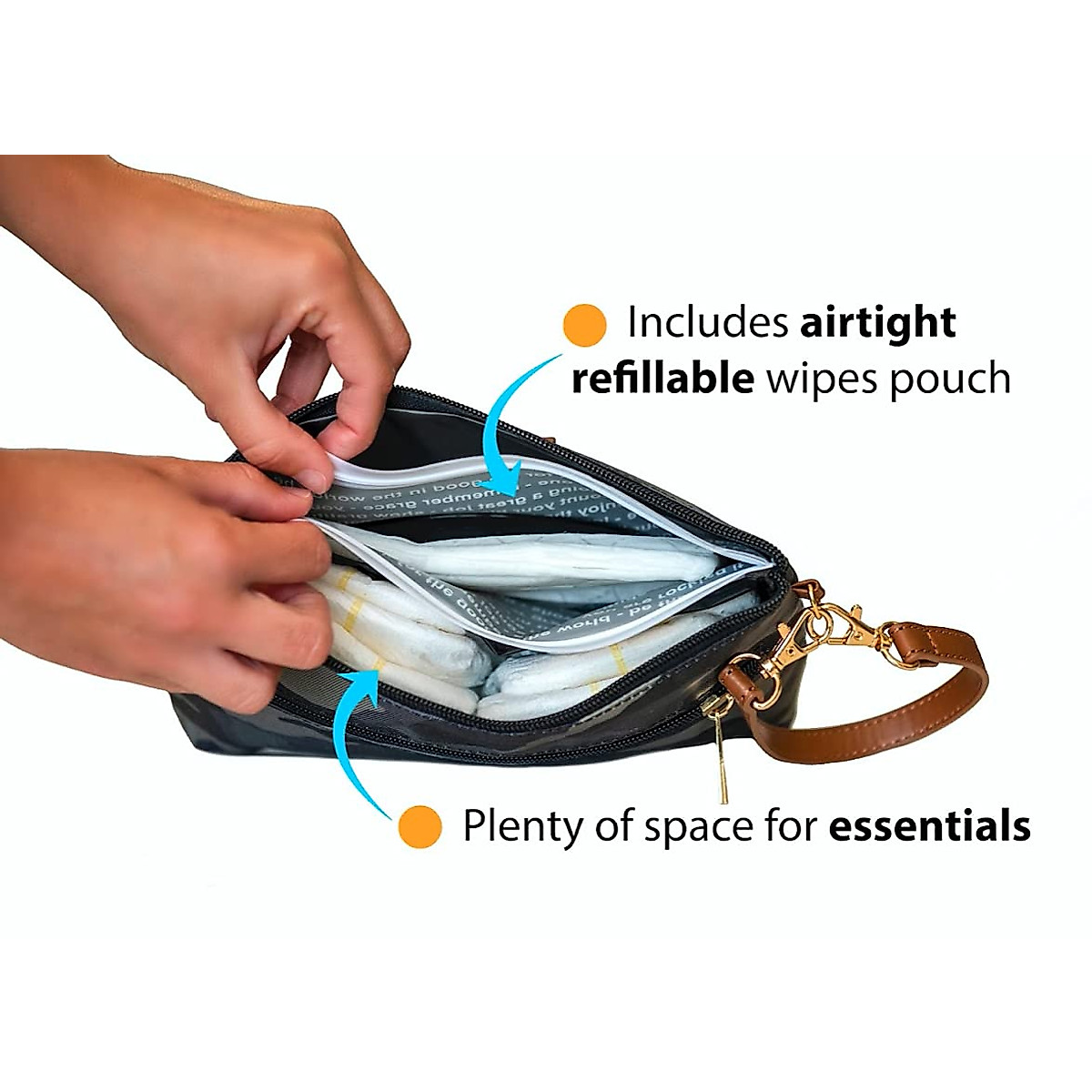 Bumco Diaper Clutch - Portable Wipes Dispenser & Baby Travel Essential, Airtight Baby Wipes Dispenser, Refillable Wipes Container, Travel Baby Essentials, Baby Wipe Dispenser, Diaper Bag Purse