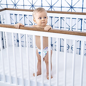 Rest LINE 100% Organic Cotton Mattress Protector. Crib and Cot Cover (28x52in),100% Waterproof,Cooling, Hypoallergenic Cover Stretches 6 to 8 Inch dept and Protects Against Wetting Accidents
