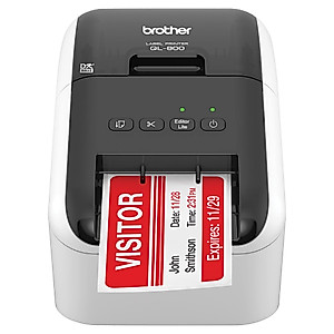 Brother QL-800 High-Speed Professional Label Printer with Wired USB Connectivity - 2.4" Wide, 300 x 300 dpi, 93 Labels Per Minute, Automatic Cutter, Black and Red Printing, Postage and Barcode Printer