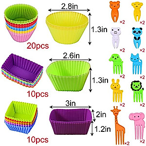 Cadeya 60 Pcs Silicone Lunch Box Dividers, Bento Lunch Box Dividers with Food Picks for Lunch Containers Accessories