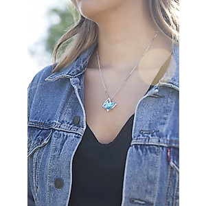 GEMMANCE Butterfly Crystal Necklace with Aquamarine Blue Birthstone for March and December, Silver-Tone, 18”+2” Chain