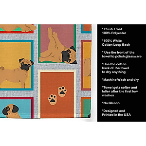 Caroline's Treasures MLM1143KTWL Lots of Apricot Pug Kitchen Towel Dish Cloths Guest Hand Towel Decorative Bathroom Towel for Face,Tea, Dishcloth, Kitchen and Bath
