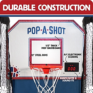 Pop-A-Shot - Home Single Shot | Arcade Basketball Fun at Home | Infrared Sensor Scoring | 6 Game Modes | 4 Balls | Foldable Storage | for All Players