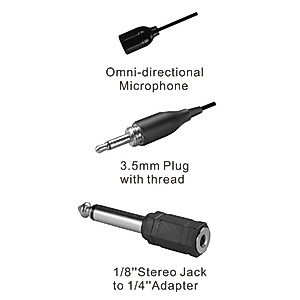 HEIMU Single Earhook Headworn Omni-Directional Headset Microphone (for 3.5mm Plug with Thread Type +1/4" Plug Black)