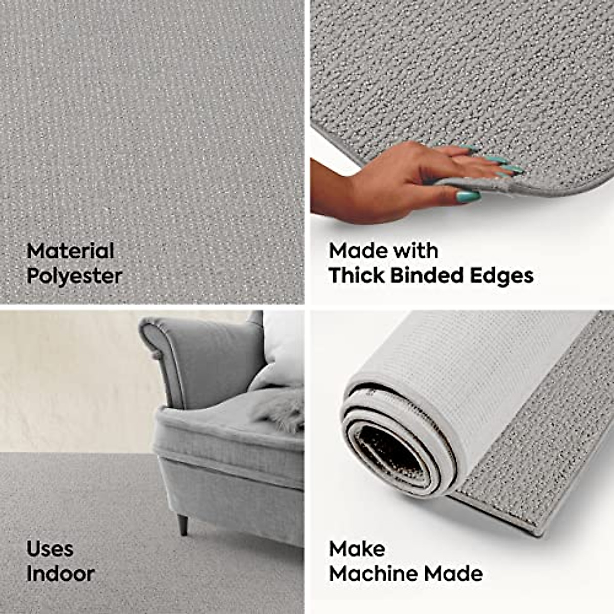 Furnish my Place Abstract Contemporary Striped Pattern Modern Plush Two Tone High Low Pattern Rug Carpet, Round Rug, Pet-Friendly Carpet, Abstract Rug, Made in USA - Iconic Grey, 2' Round