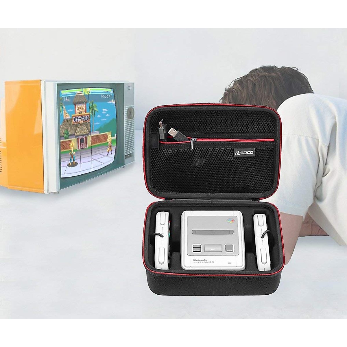 RLSOCO Carrying Case for Nintendo Entertainment System NES Classic Edition/Super NES Classic Mini, Protective Storage Case for Console and Controller（Case Only）