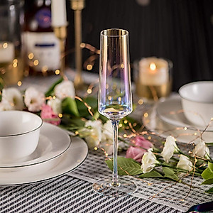 MEICHU Champagne Glasses Champagne Flutes Glass Wedding Set Prosecco Glasses Crystal, Gift for Birthday, Wedding, Christmas, Clear Women, Men, Set of 2