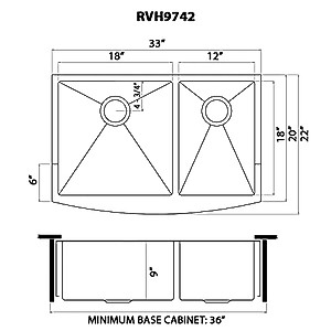 Ruvati 33-inch Satin Brass Matte Gold Stainless Steel 60/40 Double Bowl Apron-Front Farmhouse Kitchen Sink - RVH9742GG