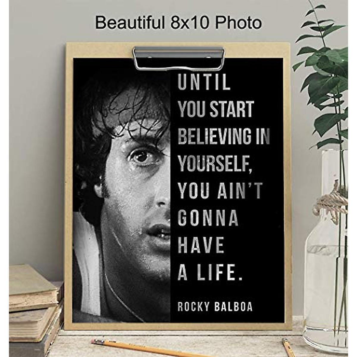 Rocky Poster -8x10 Motivational Wall Art - Inspirational Quotes Decor - Positive Uplifting Gift - Men, Teens, Boys, Sports, Boxing Fan, Entrepreneur - Dorm, Home Office, Bedroom, Living Room