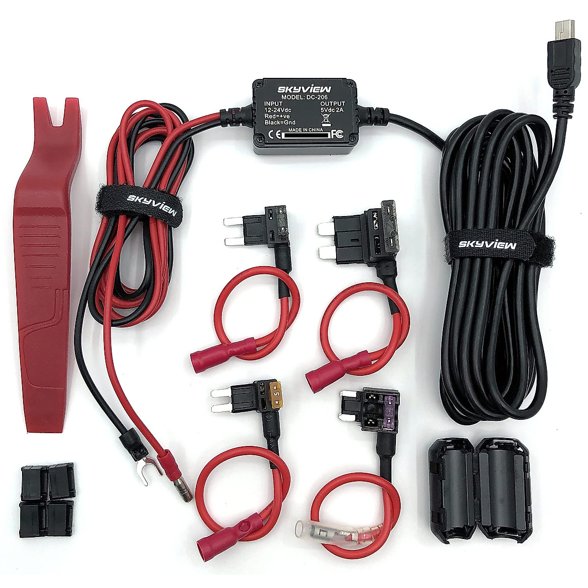 Skyview Dash-Cam-Hardwire-Kit Dash-Cam-Charger Dash-Cam-Hardwire-Kit-Mini-USB Power-Charger-Battery-Converter-Output 5V2A Adapter-for-Mirror-Front-and-Rear-Hidden-Spy-Car-Camera-Dash-Cams