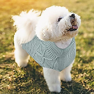 ASENKU Dog Turtleneck Sweaters, Winter Dog Sweaters Clothing, Classic Wired Knit Clothing for Cold Weather, Ideal Gift for Pets(Blue, S)