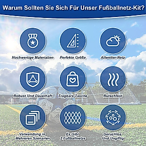 EMEKIAN 2 Pcs Soccer Replacement Goal Nets, 11 v 11 Polyethylene Football Net, Full Size Soccer High Impact Net Set for Match Training, 24.5 Ft x 8.2 Ft, NOT Include Posts