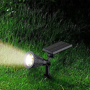 DIGBYS Solar Spotlights Outdoor Waterproof, 2-in-1 Outside Lights Landscape, Waterproof Security, with 3 Modes Solar Outdoor Spot Lights,2PcsWarmLight-7LED