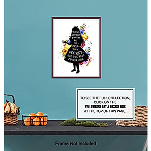 Alice Wonderland Decor, Gift decoration Poster - Cute Inspiration Wall Art - Floral Shabby chic Gift - Home Decor for Living room Home Office Girl Room Woman Bedroom - Family Wall Art UNFRAMED 8X10