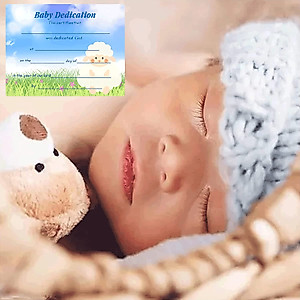 wootile Certificate Baby Dedication Card 8.26 x 11 Inch Baby Dedication Certificate with Baby Lamb Christening Baby Dedication Certificates for Church Gifts 24 Pack (Colorful)