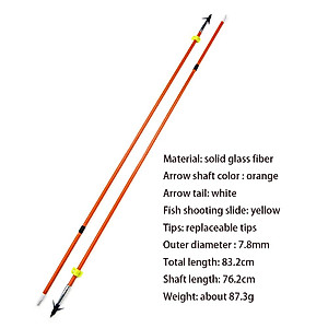 AMEYXGS Archery Bow Fishing Arrow and Bowfishing Reel Seat Kit Fiberglass Bowfishing Arrow Spinning Aluminum Alloy Reel Seat Mount for Hunting Accessory (Orange, 6 pcs Arrow + 1 Reel)