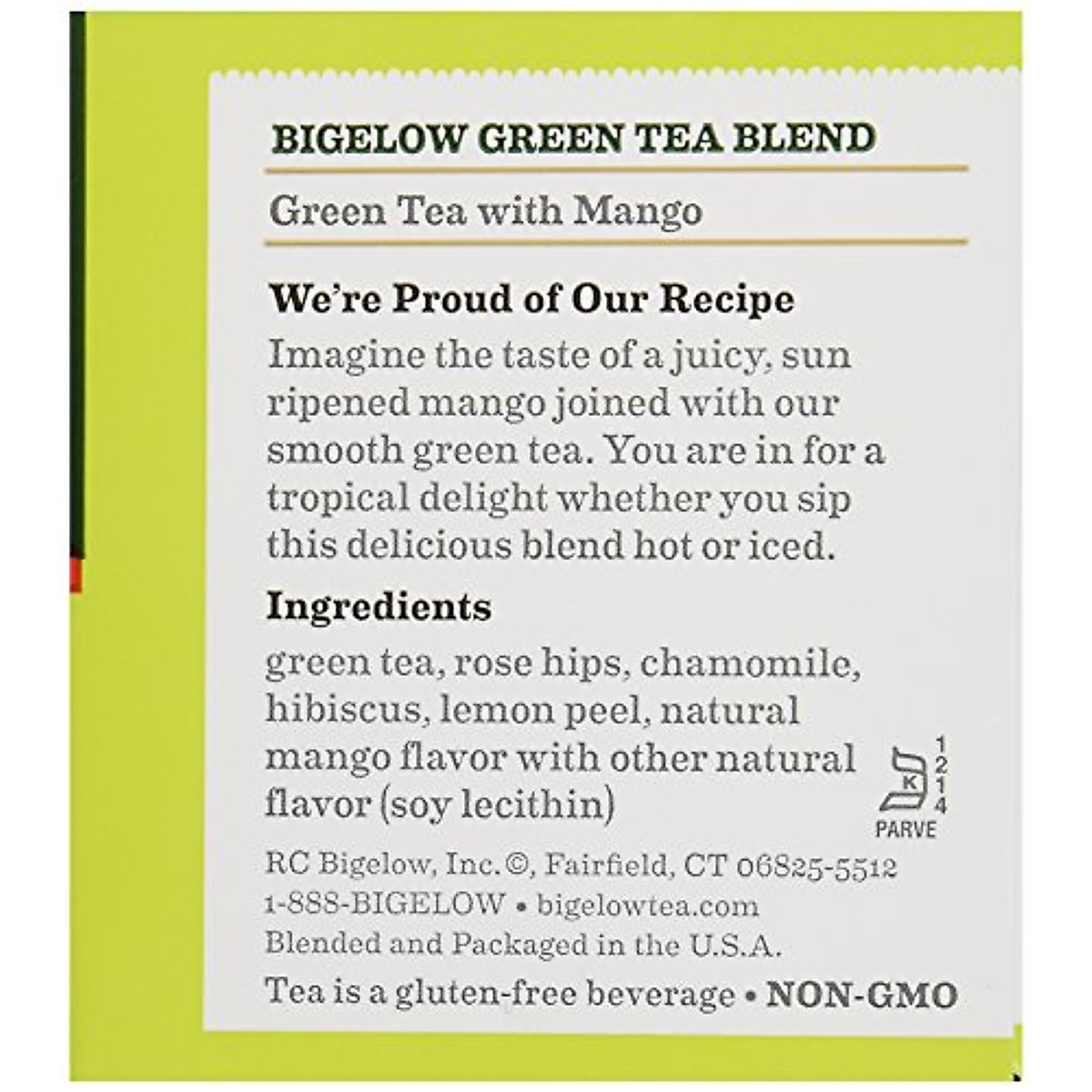 Bigelow Tea Green Tea with Mango, 20 ct