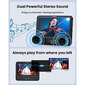 FANGOR 7.5’’ Dual Car DVD Player, Portable DVD Player for Car with 5 Hours Rechargeable Battery, Last Memory, AV Out&in, Supported USB/SD/Sync TV, Regions Free ( 1 Player + 1 Monitor )