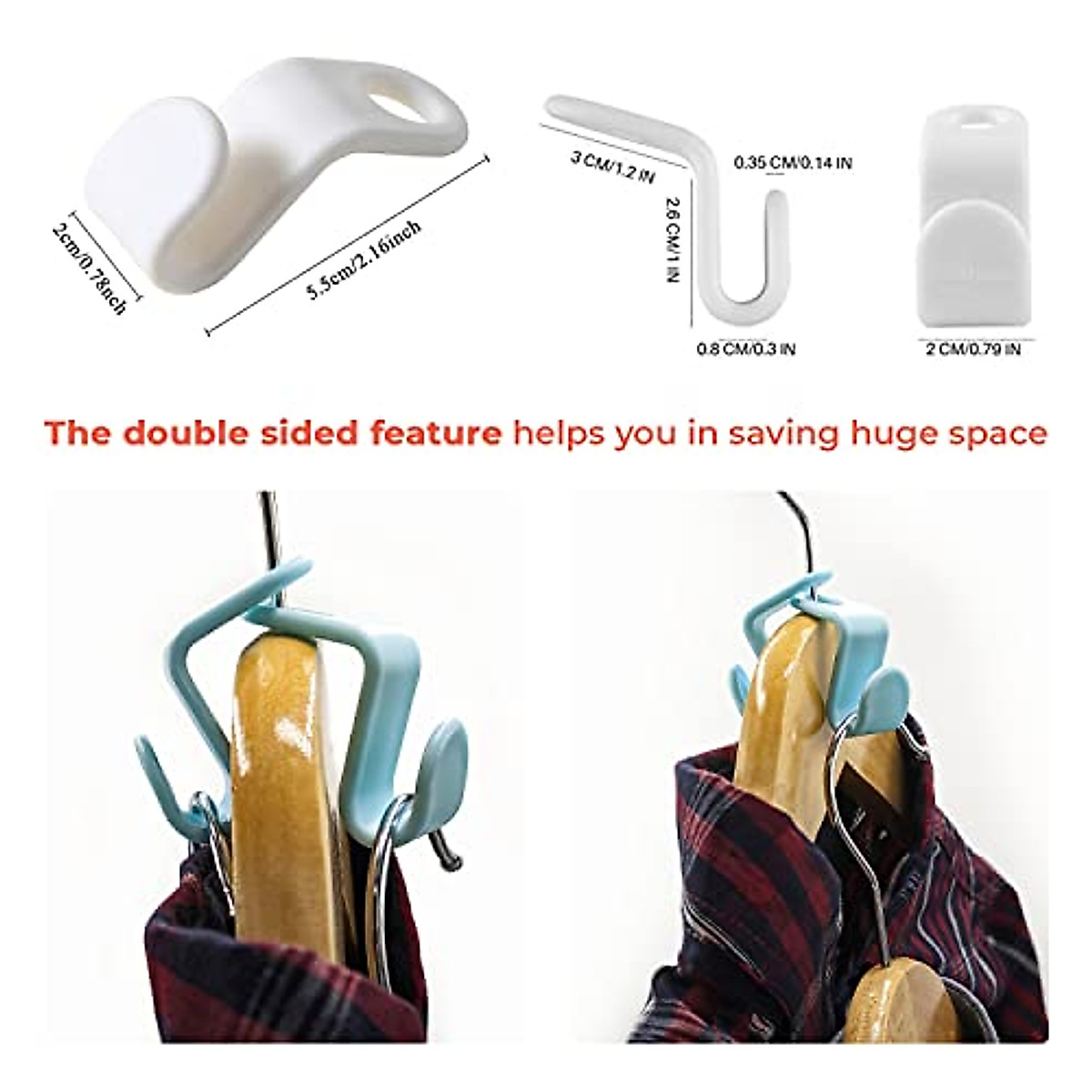 Muazida 50 Pcs Clothes Hanger Connector Hooks, Hanger Hooks Space Saver for Wooden Hangers, Cascading Hangers Space Saving Organizer for Heavy Duty Clothes (White)