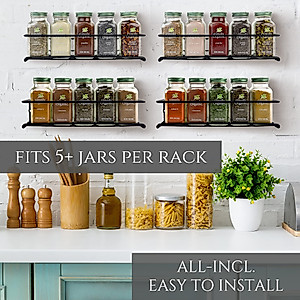 ZICOTO Space Saving Spice Rack Organizer for Cabinets or Wall Mounts - Easy To Install Set of 4 Hanging Racks - Perfect Seasoning Organizer For Your Kitchen Cabinet, Cupboard or Pantry Door
