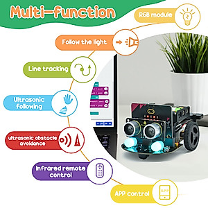 KEYESTUDIO Microbit Ultimate Easy Plug Starter Kit for BBC Micro:bit STEM Blocks Coding, 33 Projects Tutorial Guide(PDF)| 21 Electronics Modules with RJ11 Interface for Adults Kids Easy to Learn