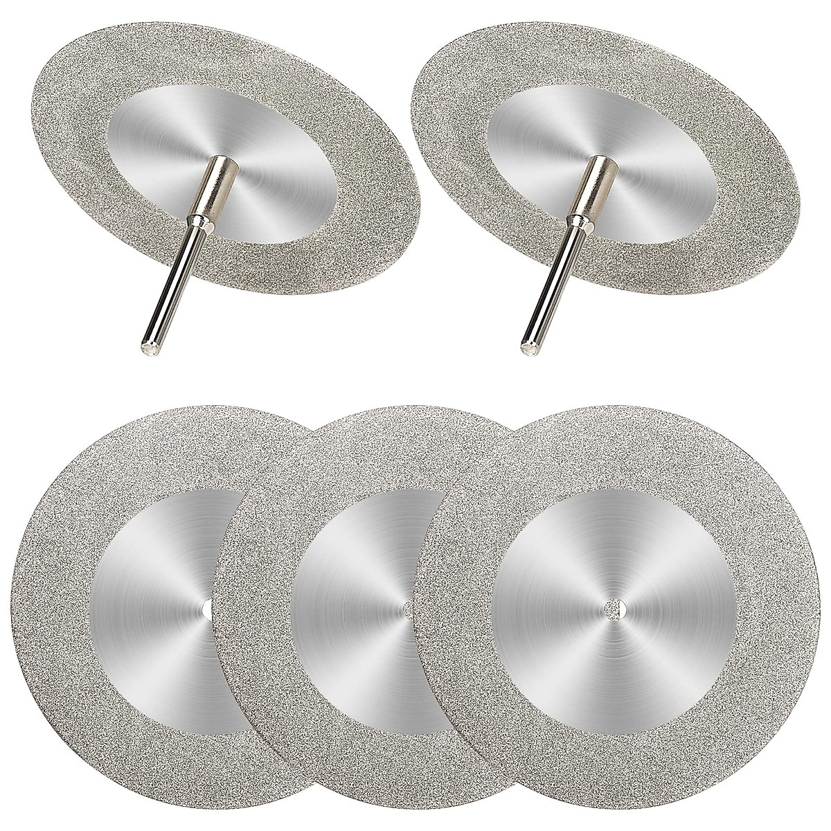5Pcs 60mm Diamond Cutting Disc Cut Off Wheels with 5Pcs Mandrel 1/8'' Shank Stone Blade for Rotary Tool Drill Attachment Cutting Discs Polishing Glass Tiles Marble Plastic Jade (2.4in)